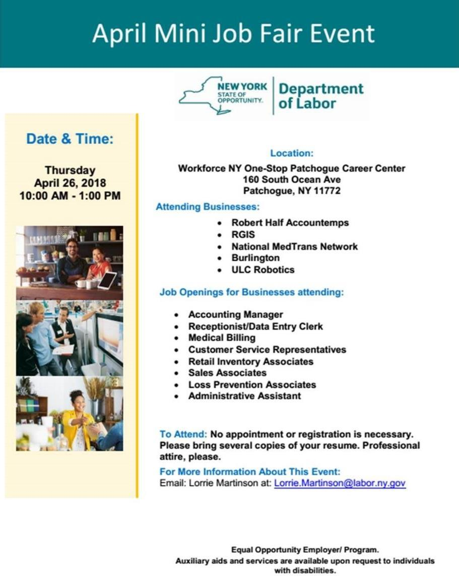 Workforce New York Career Center April Mini Job Fair Event | LIHC